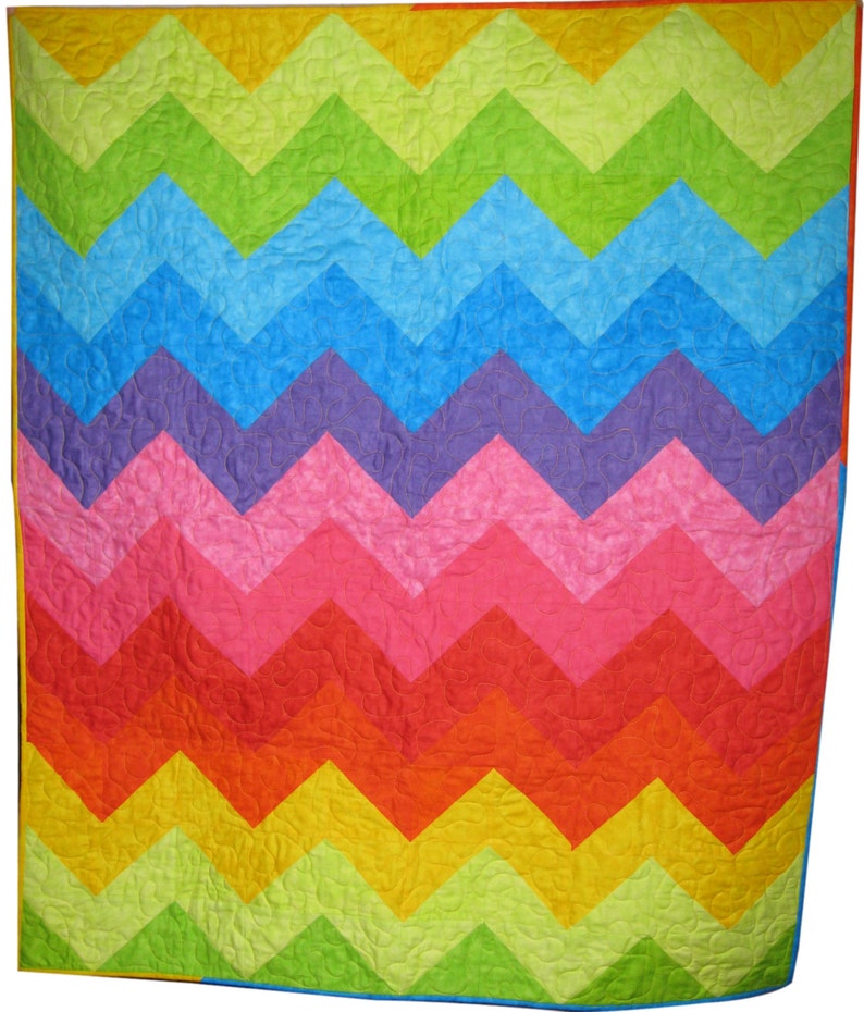 Chevron Lap Quilt in Bright Rainbow - Etsy