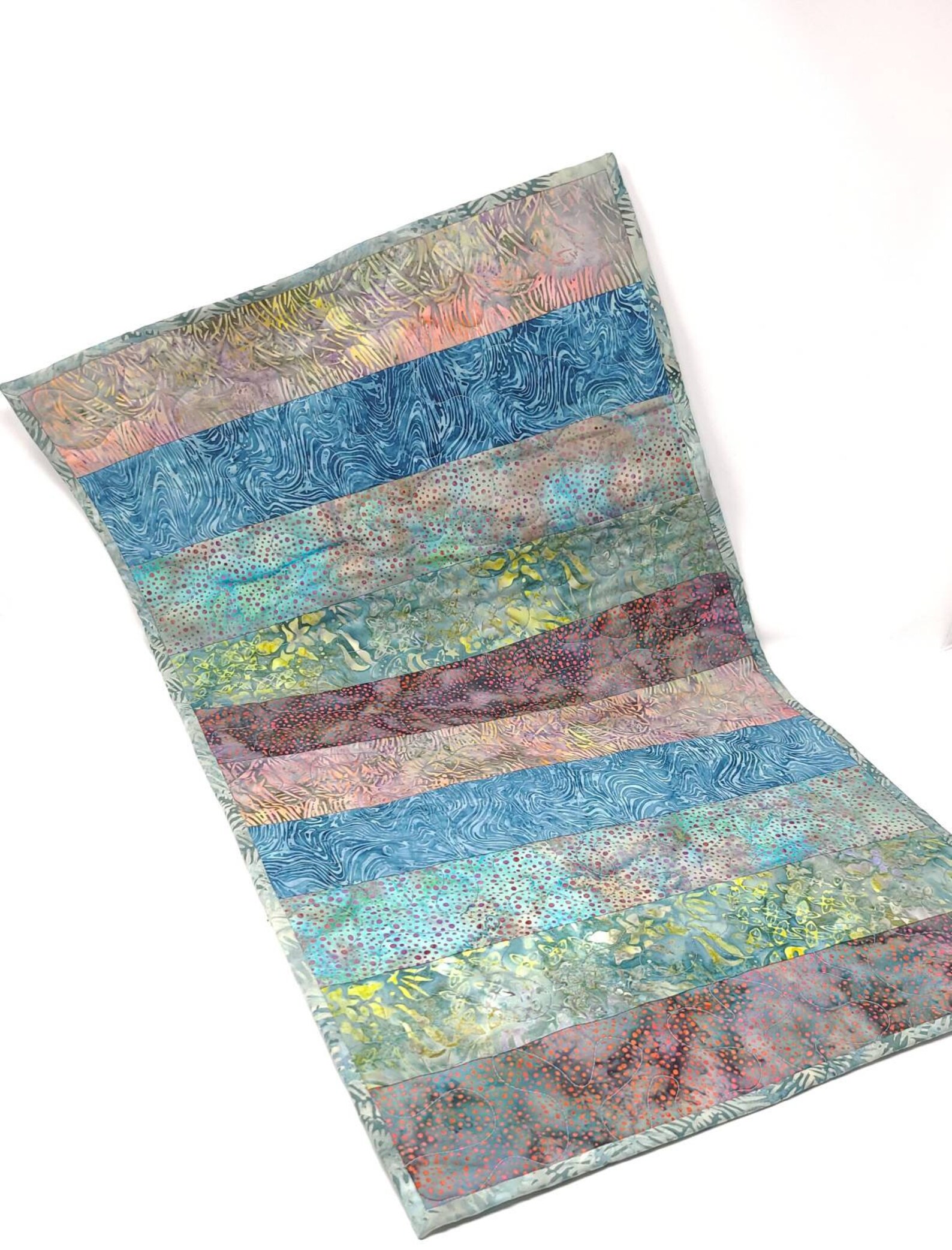 Quilted Table Runner in Natural Batiks - Etsy