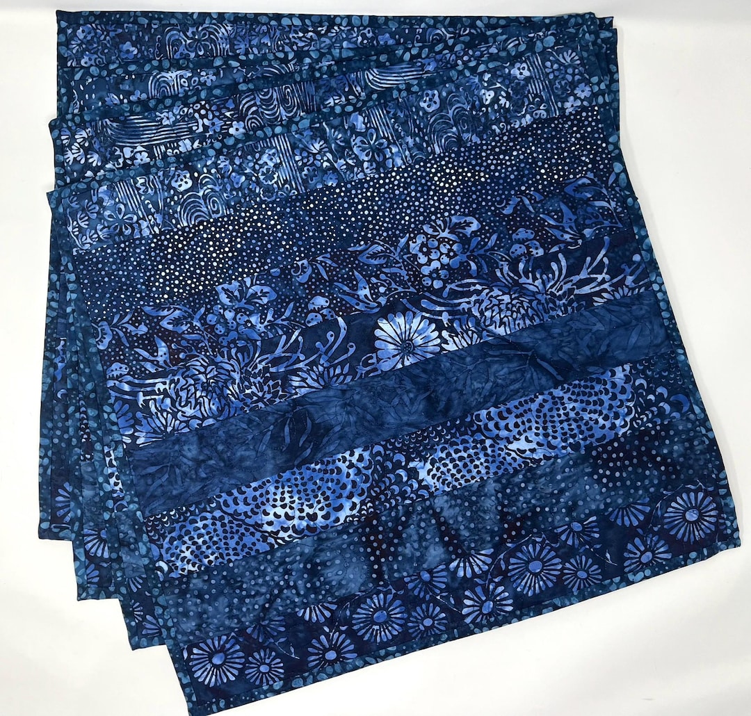 Quilted Batik Placemats in Indigo (set of 4) - Etsy