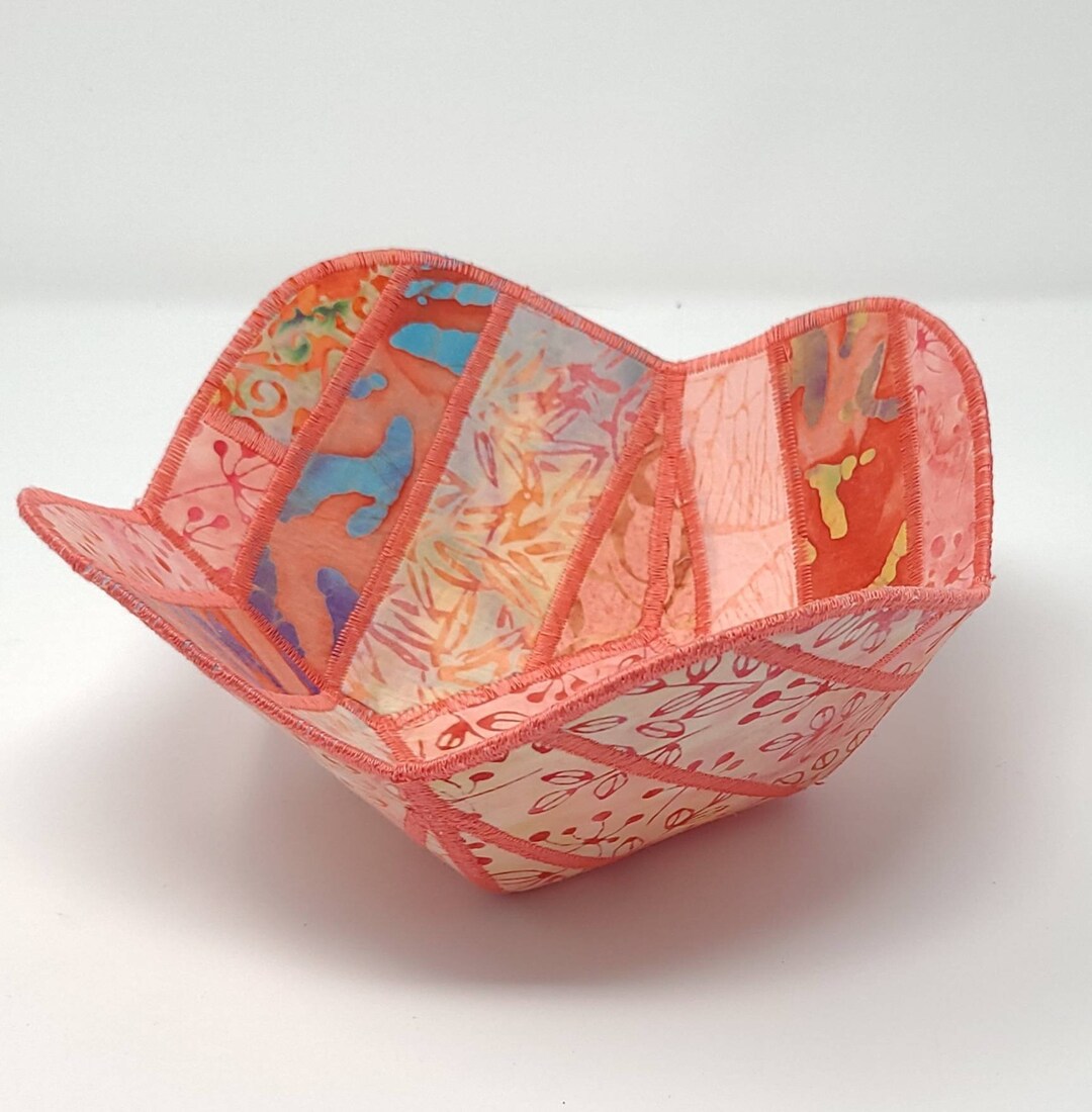 Reversible Fabric Bowl in Peach Batik - Etsy