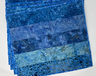 Quilted Batik Placemats in Blue set of 4 - Etsy
