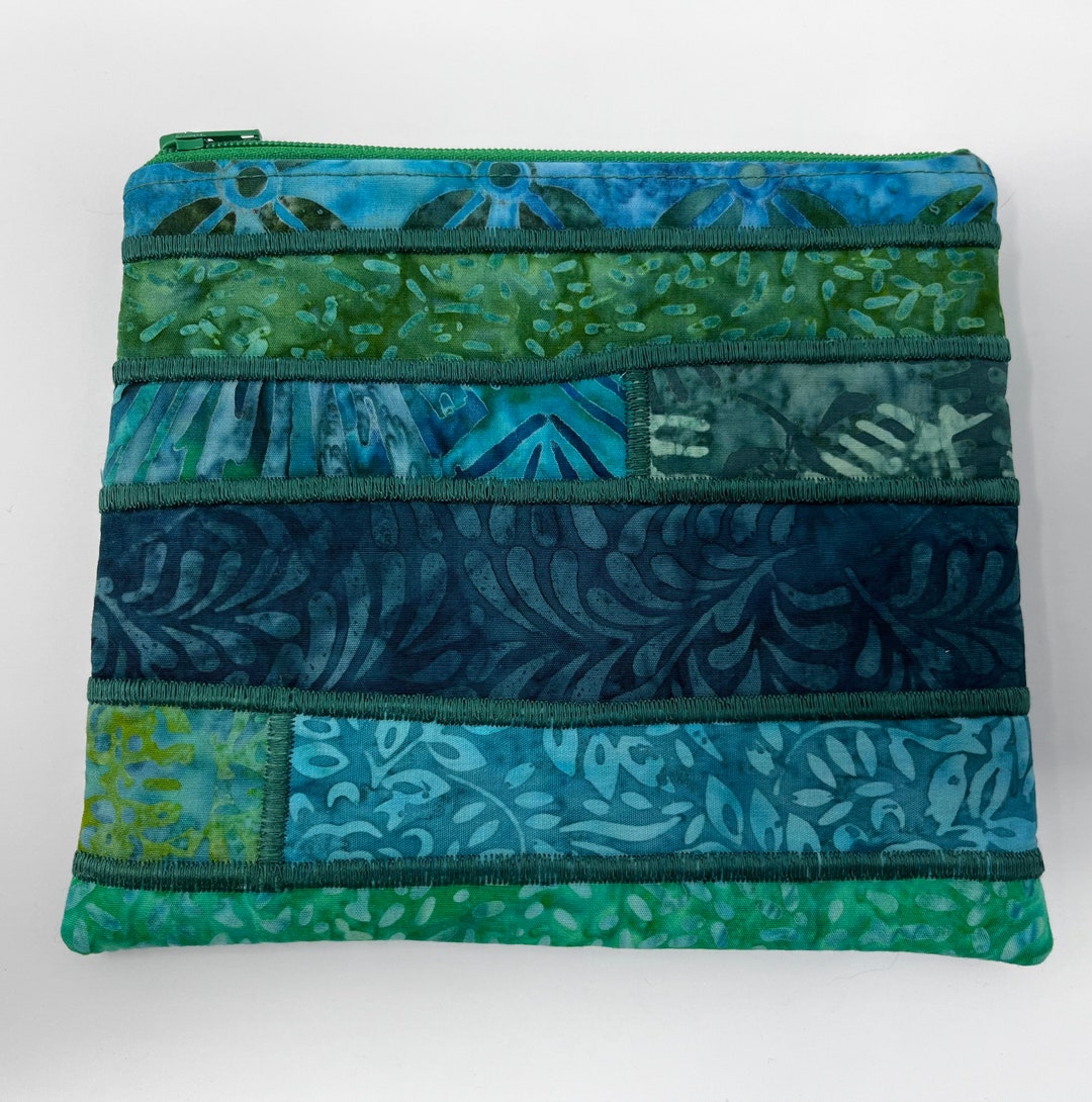 Green Batik Padded Zipper Pouch 7 Inch - Etsy