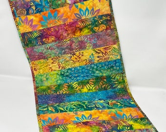 Quilted Table Runner in Light Aqua Printed Batiks - Etsy