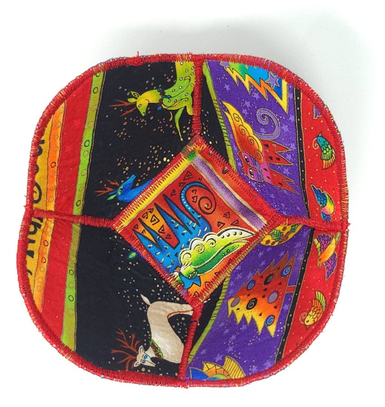 Small Reversible Fabric Bowl in Laurel Burch Christmas Prints - Etsy