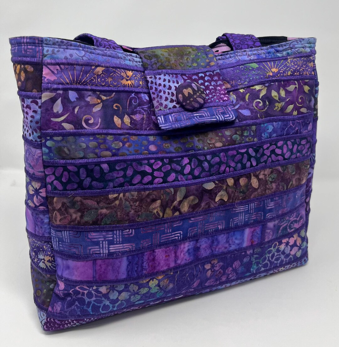 Large Batik Purse in Purple Fabrics - Etsy
