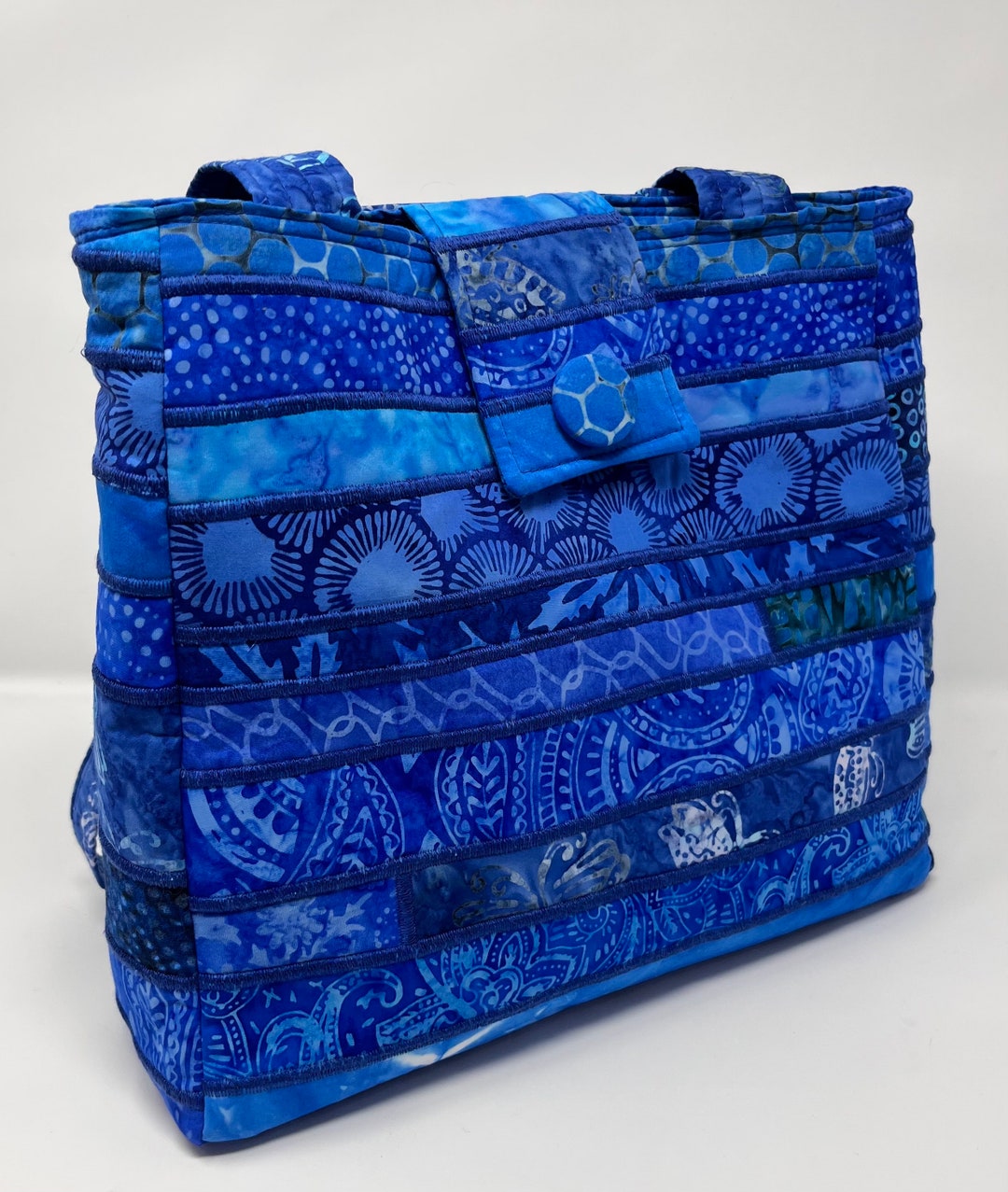 Large Batik Purse in Blue Fabrics - Etsy