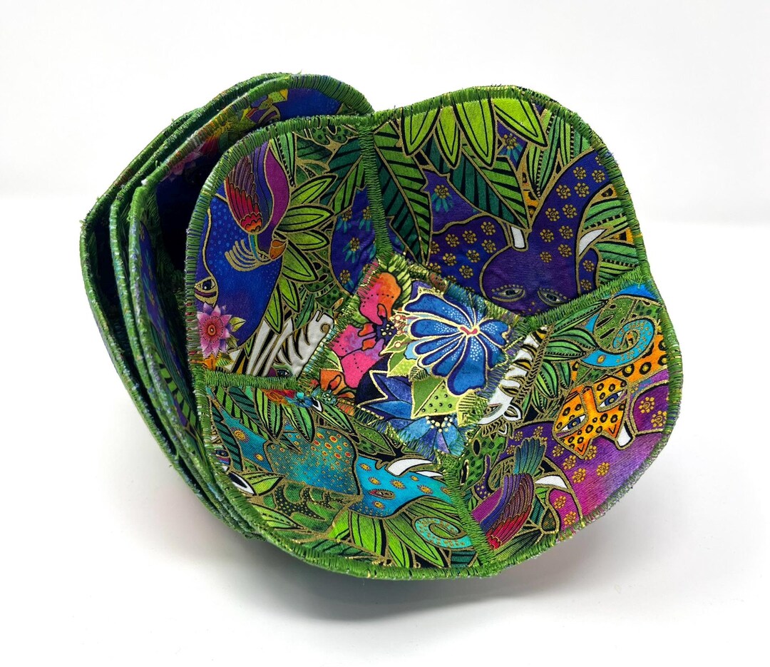 Small Reversible Fabric Bowl in Laurel Burch Jungle Prints - Etsy