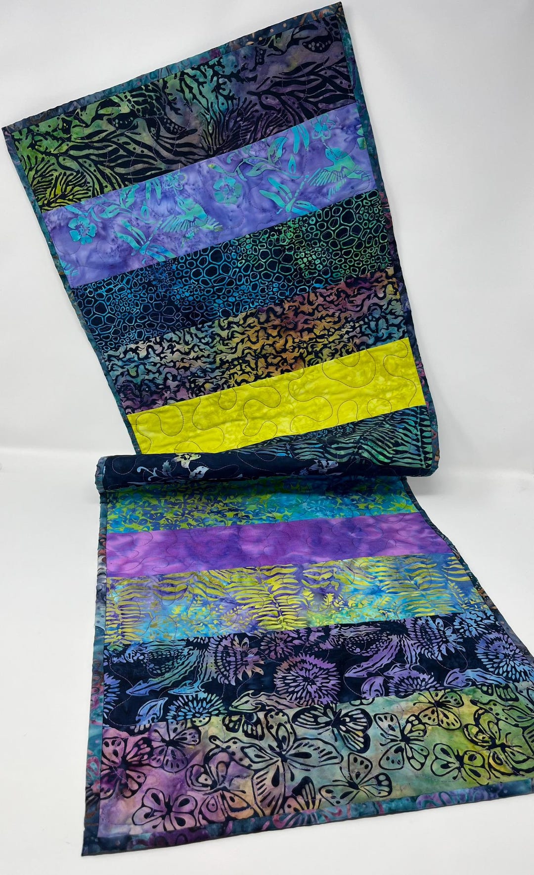 Quilted Table Runner in Spring Colored Batiks - Etsy