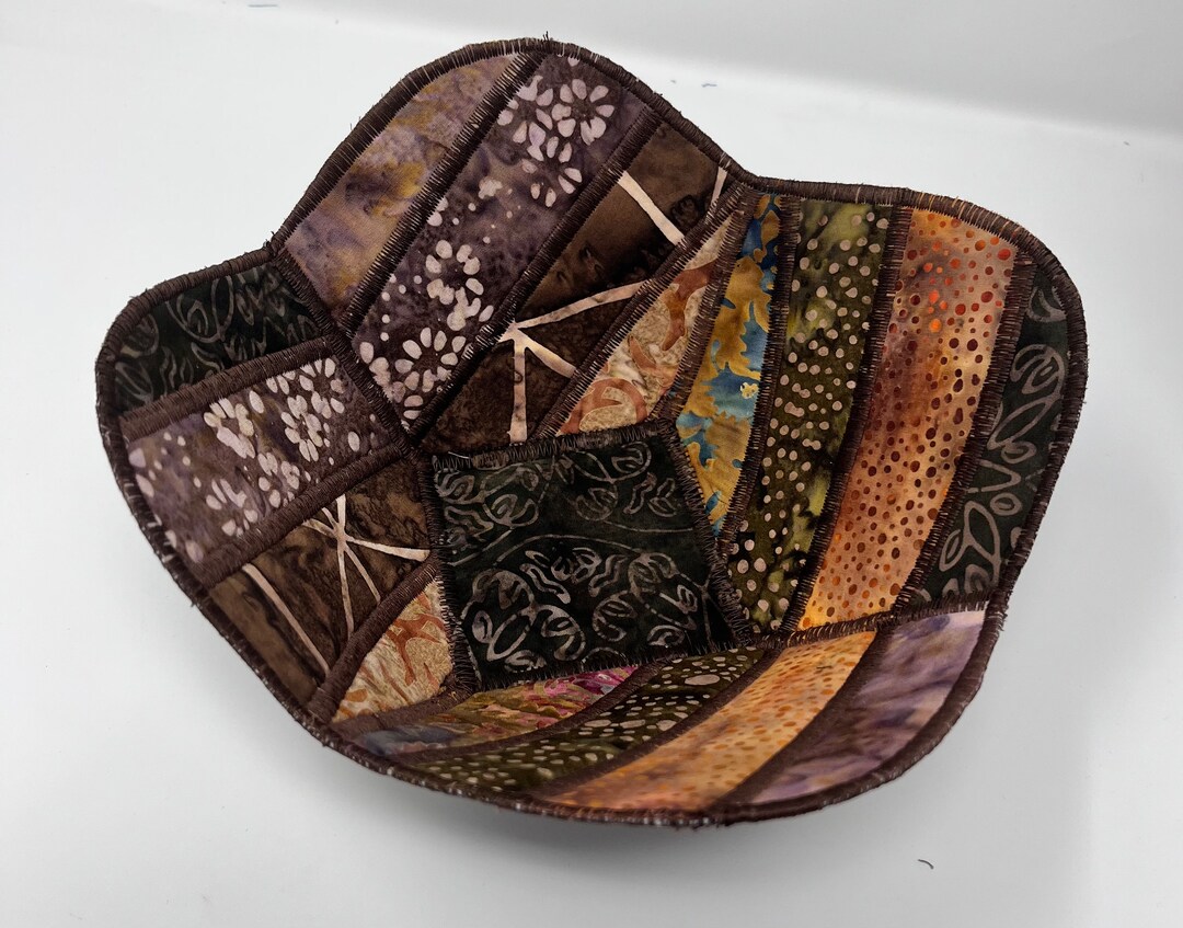 Decorative Bowl in Brown Batik Fabrics, Reversible - Etsy