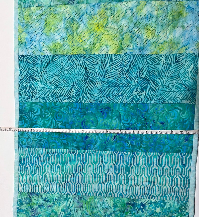 Quilted Table Runner in Light Aqua Printed Batiks - Etsy
