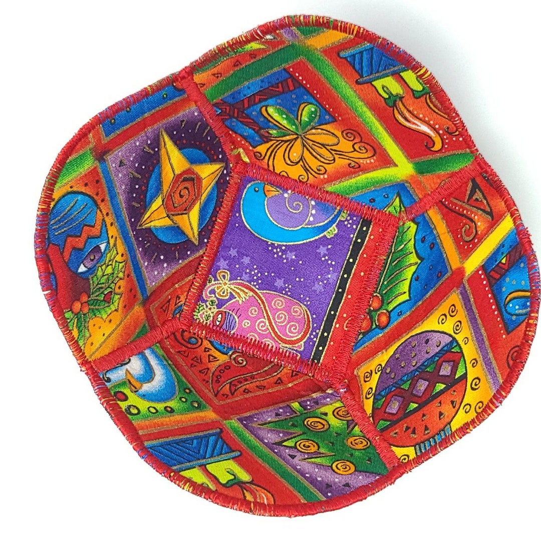 Small Reversible Fabric Bowl in Laurel Burch Christmas Prints - Etsy
