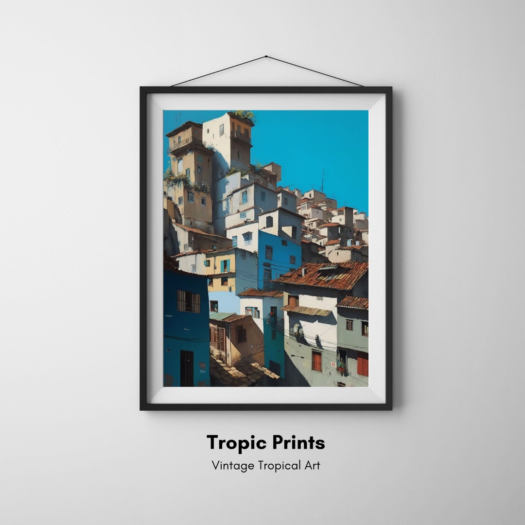 Warm Vintage Painting of the Favela in Rio De Janeiro | Wall Art | Home ...