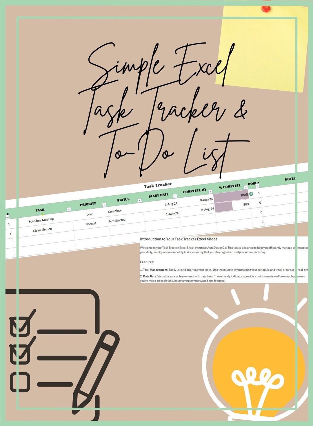 Simple Daily Task Tracker Excel Sheet Efficient Planner for Everyday ...