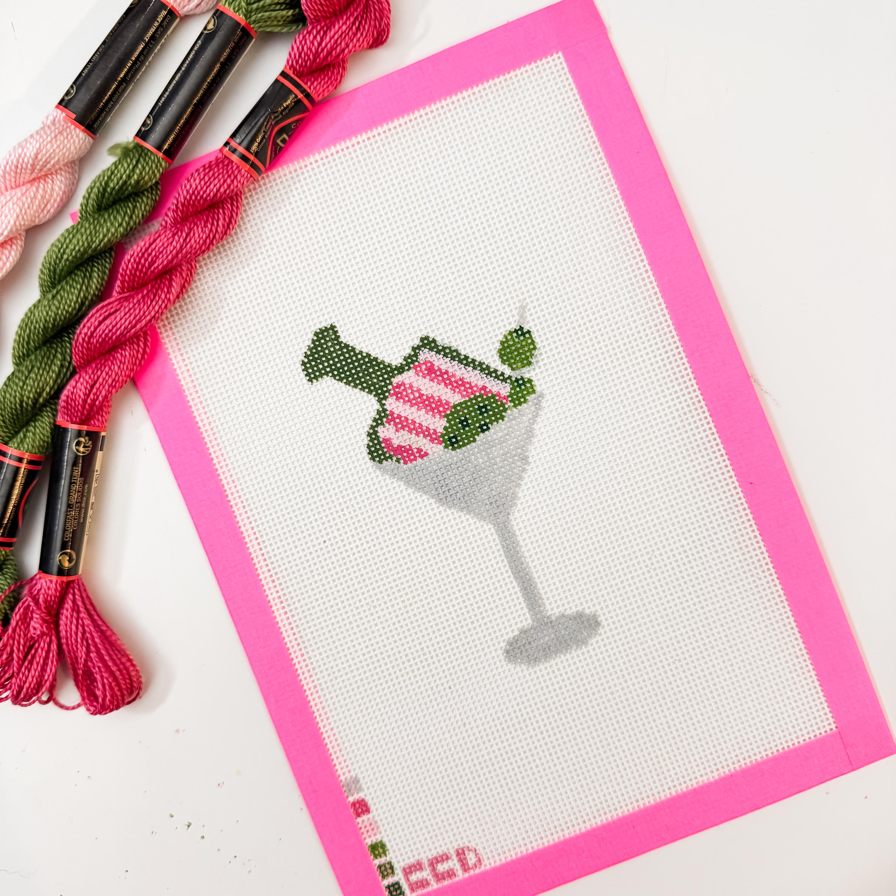 Hand Painted Pickleball Martini 3.5” Needlepoint Canvas 18 Mesh ...