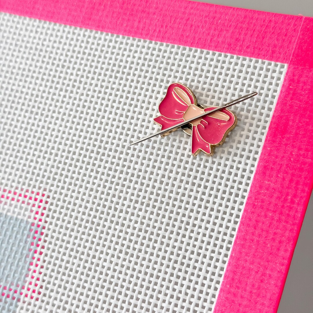 Aesthetic Bow Coquette Needle Minder, Needlepoint Needle Minder, Pink ...