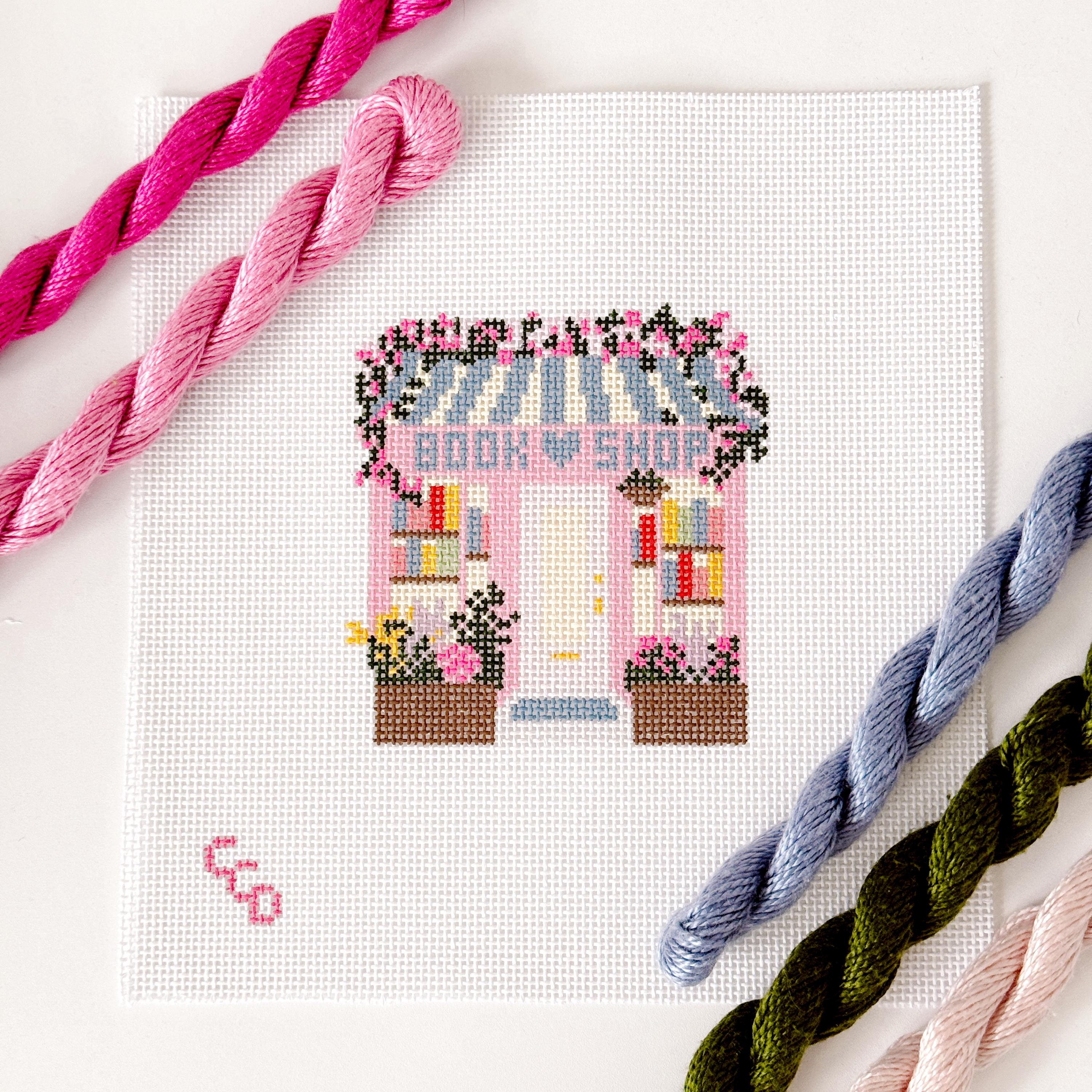 Ready to Ship Hand Painted Book Shop Storefront 6” Needlepoint Canvas ...