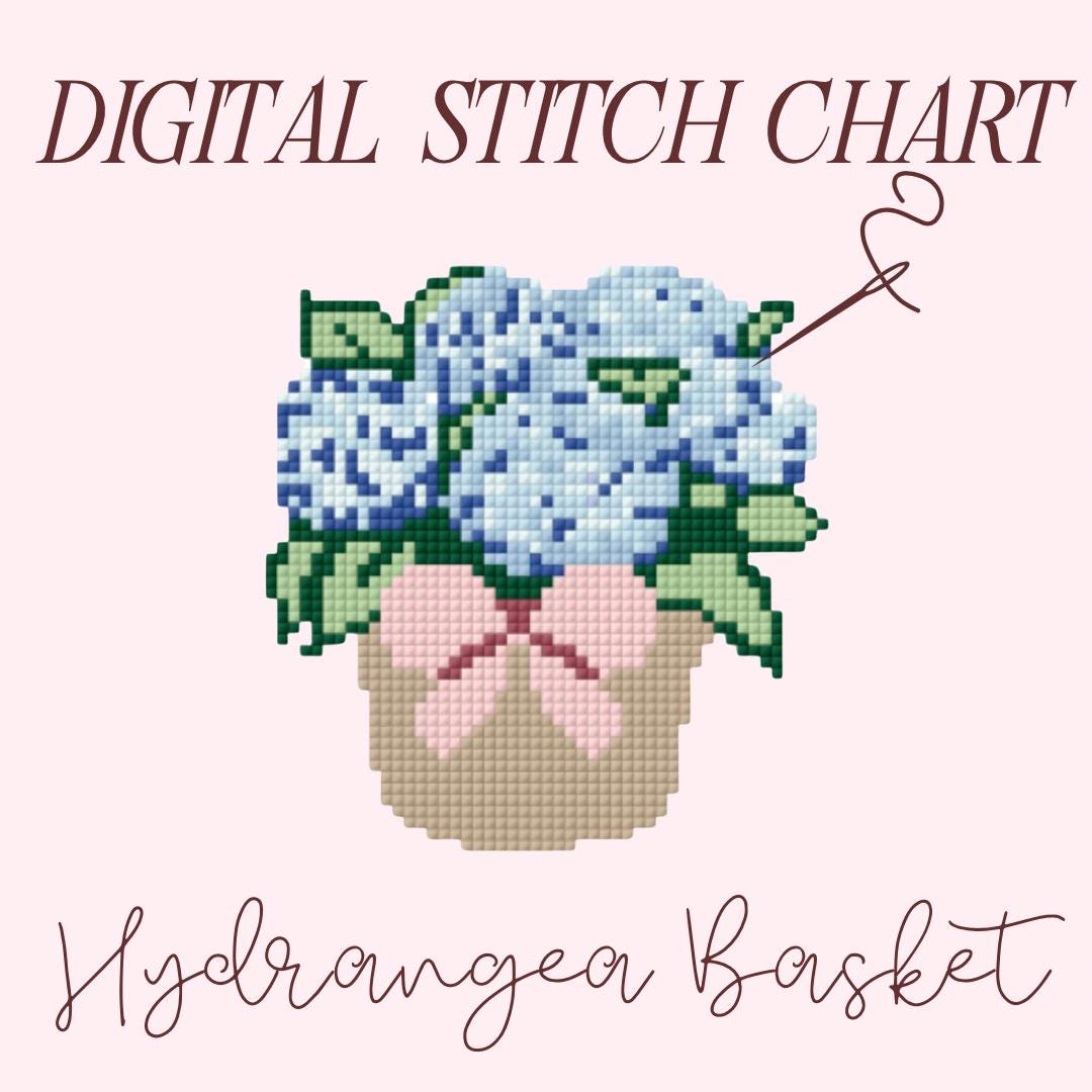Hydrangeas Basket Needlepoint Chart: DIY Cross Stitch Pattern (PDF) - Etsy