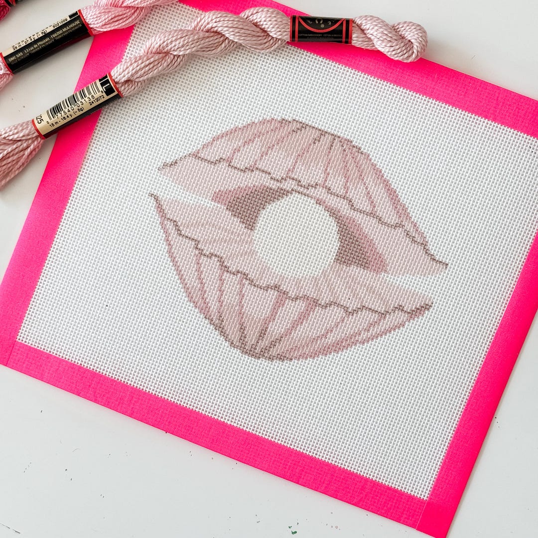 Clamshell Seashell 5” 18 Mesh Hand Painted Needlepoint Canvas ...