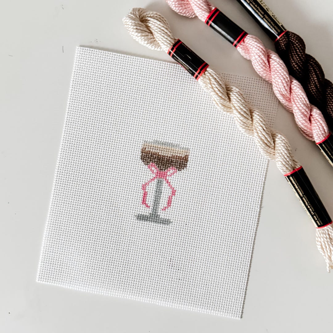Hand Painted Espresso Martini 2” Needepoint Canvas 18 Mesh Coquette ...