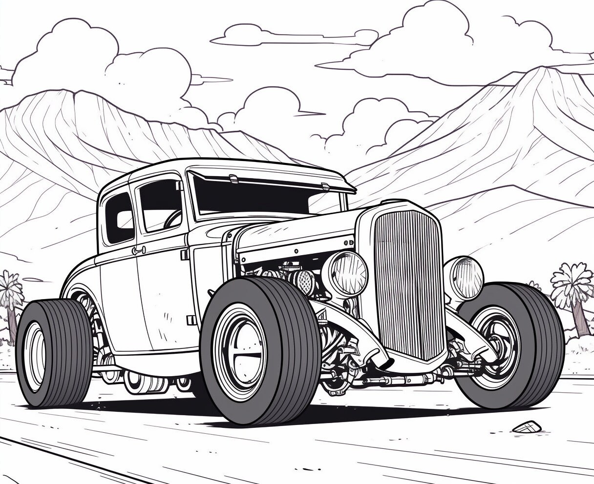 395 Coloring Pages | Hot Rod Cars | Coloring Book for Children and ...