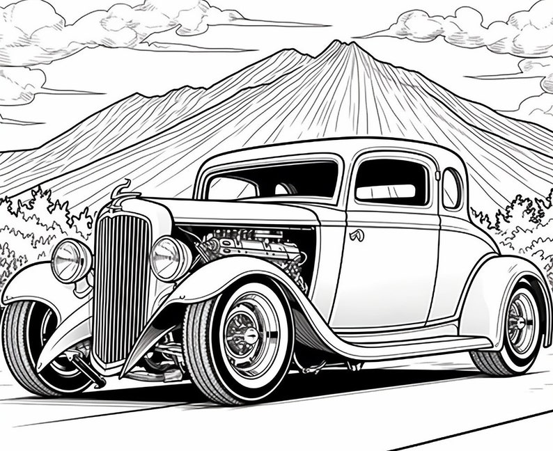 395 Coloring Pages | Hot Rod Cars | Coloring Book for Children and ...