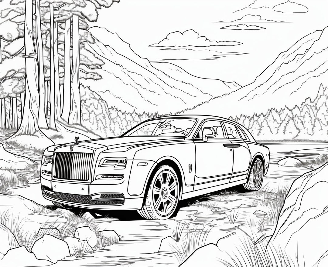 146 Coloring Pages | Luxury Cars on the Background of Nature and ...
