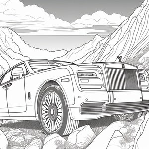 146 Coloring Pages | Luxury Cars on the Background of Nature and ...