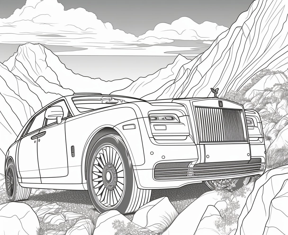 146 Coloring Pages Luxury Cars on the Background of Nature and ...
