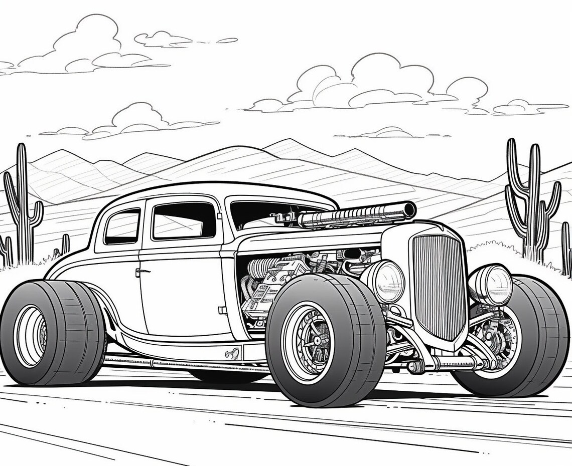 395 Coloring Pages | Hot Rod Cars | Coloring Book for Children and ...