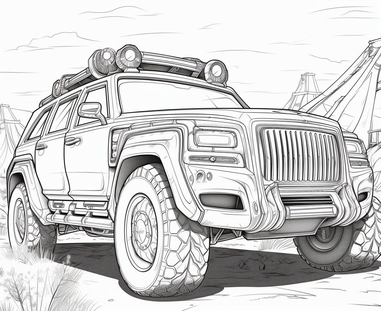 390 Coloring Pages | SUV Cars | Coloring Book for Children and Adults ...