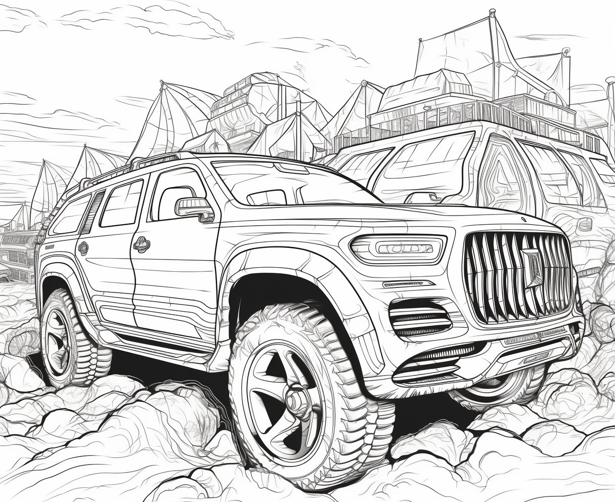 390 Coloring Pages | SUV Cars | Coloring Book for Children and Adults ...
