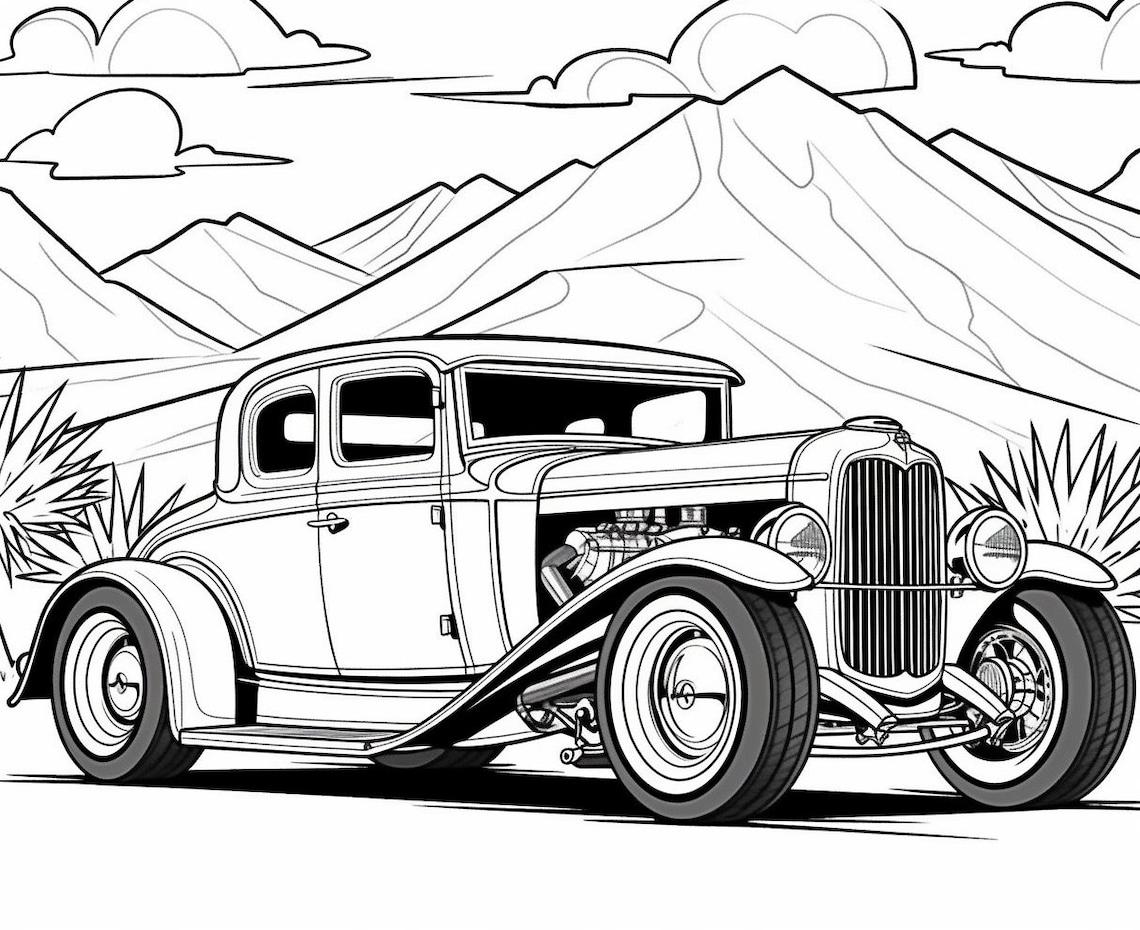 395 Coloring Pages | Hot Rod Cars | Coloring Book for Children and ...