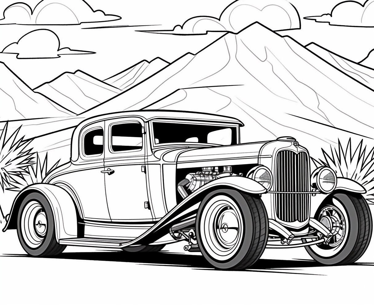 395 Coloring Pages | Hot Rod Cars | Coloring Book for Children and ...