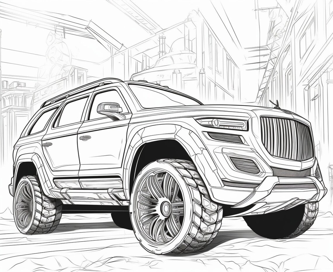 390 Coloring Pages | SUV Cars | Coloring Book for Children and Adults ...