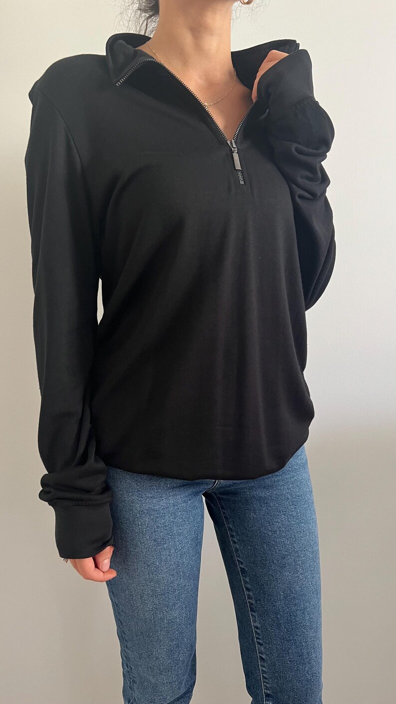 Black Modal Half-zip Sweatshirt - Etsy