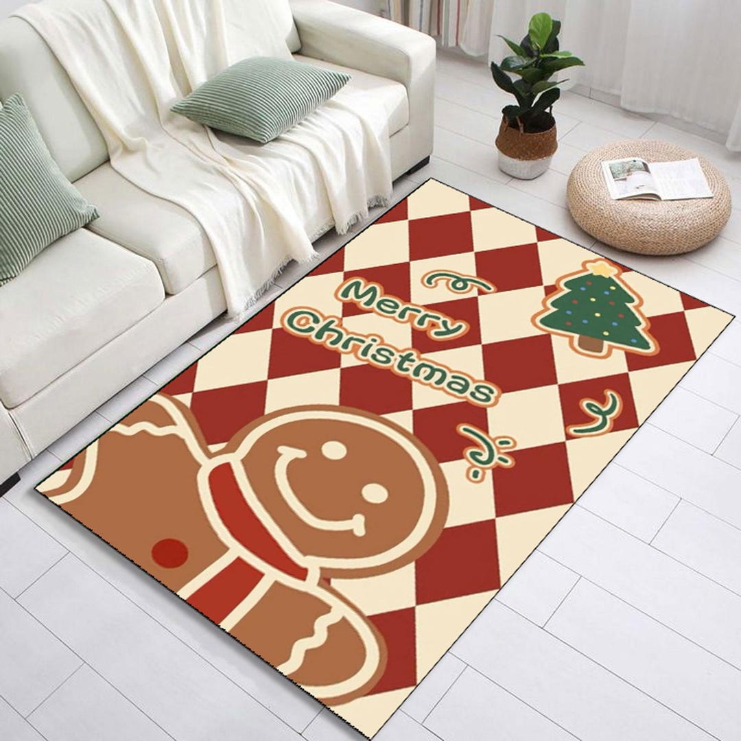 Cute Gingerbread Merry Christmas Rug Adorable Merry Christmas Design ...