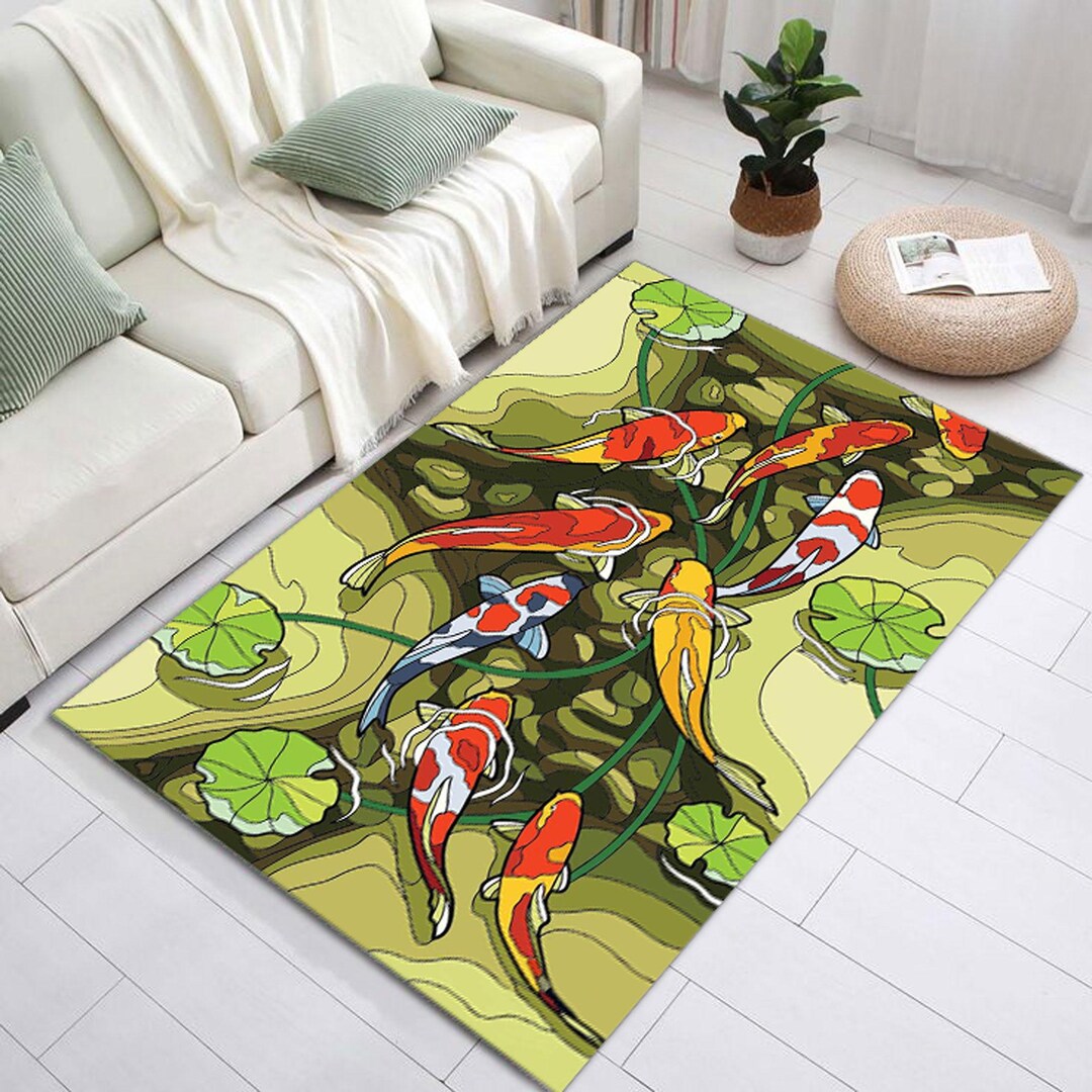 Koi Pond on Your Floor Elegant Koi Fish Rug for a Touch of Japanese ...