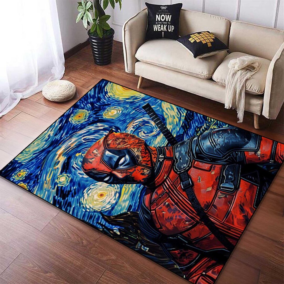Deadpool Rug Featuring Starry Night by Van Gogh Marvel Meets Classic ...