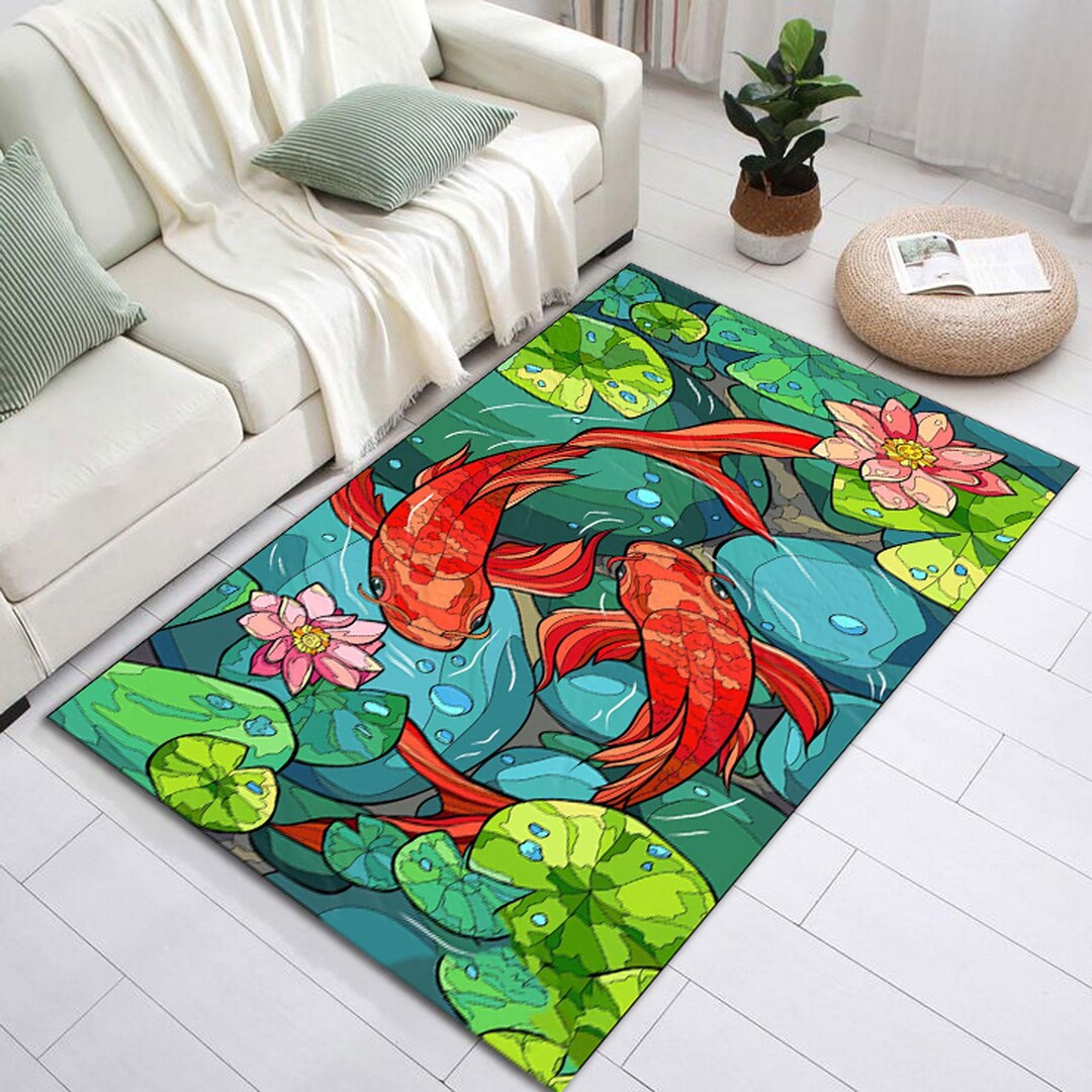 Koi Pond on Your Floor Elegant Koi Fish Rug for a Touch of Japanese ...