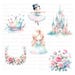 Watercolor Princess Clipart: Pastel Castle, Swan, Roses (digital ...