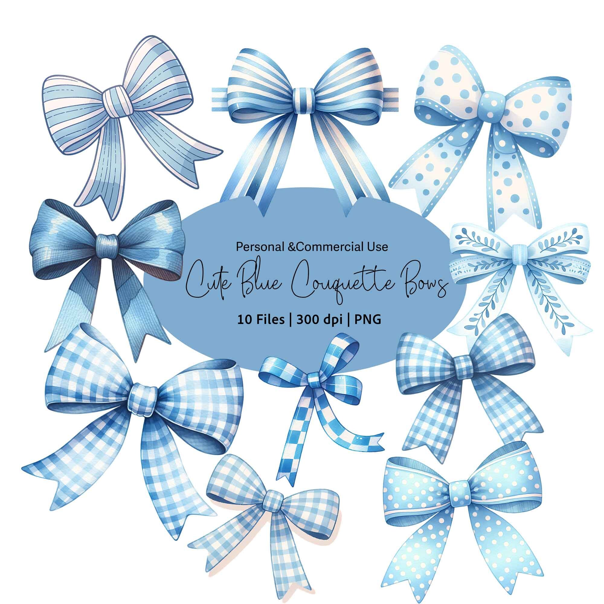Blue Bows Clipart PNG, Blue Watercolor Bows Bundle, Bow Frames Clipart ...