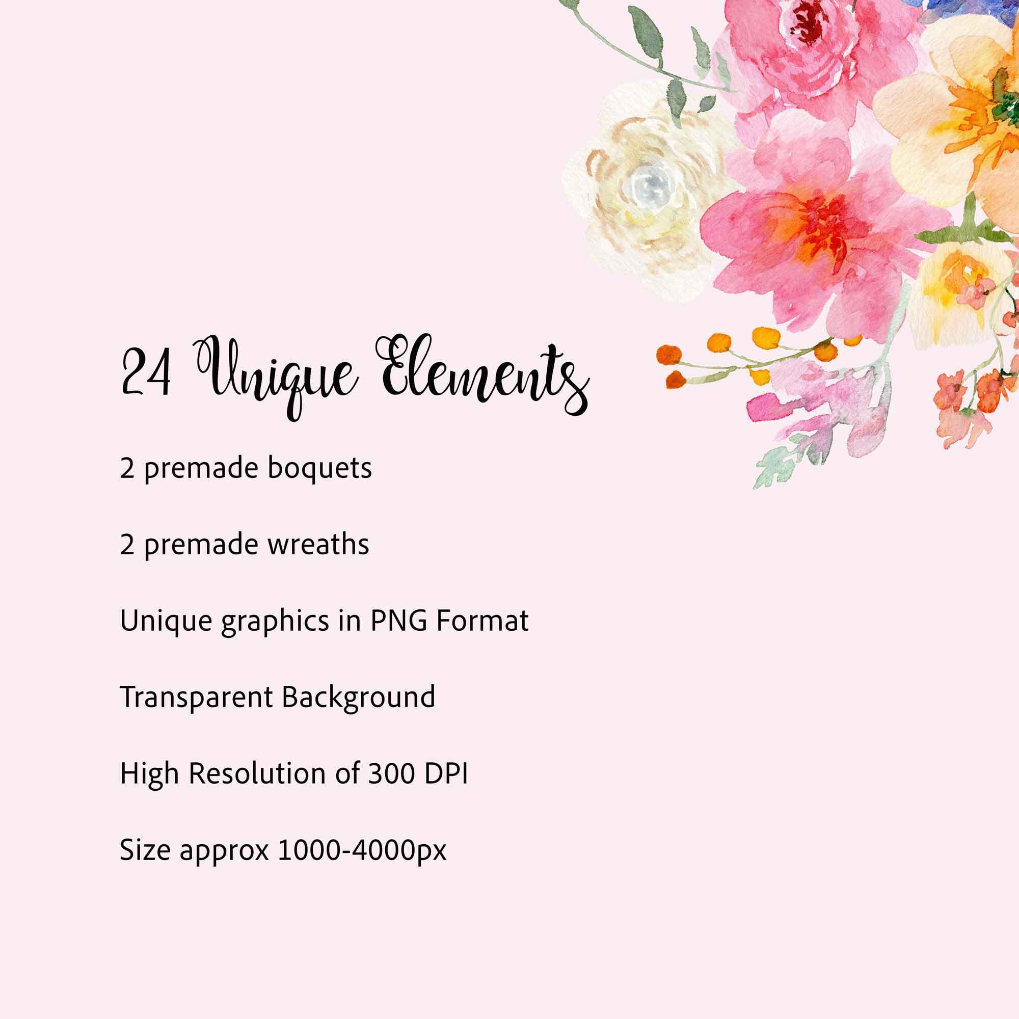 Watercolor Floral Clipart: Spring Garden Flowers PNG (digital Download ...