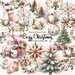 Pink Boho Christmas Clipart: Watercolor Santa, Stars, Snowflakes ...