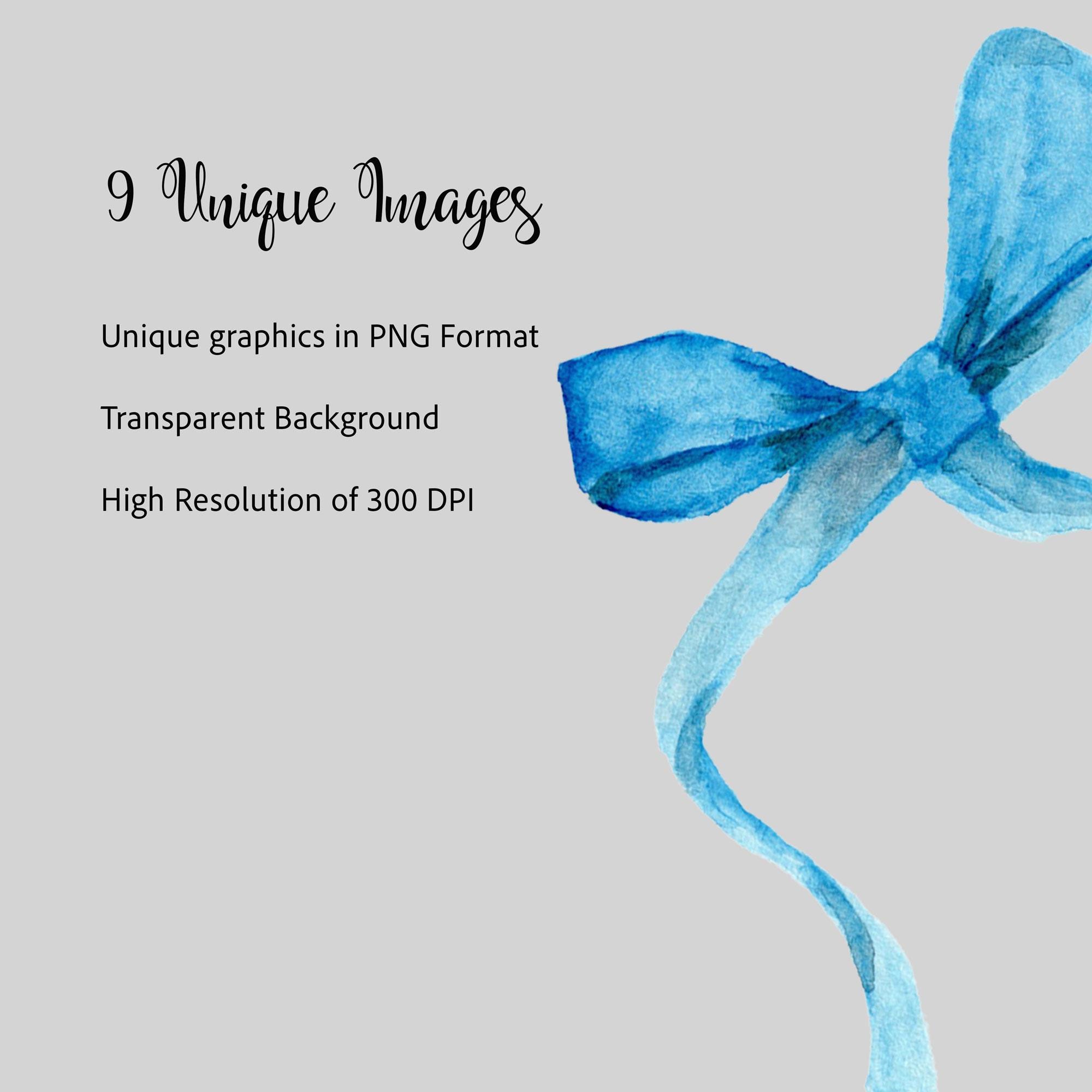 Watercolor Bows Clipart Bundle: Pink, Blue, Coquette (digital Download ...