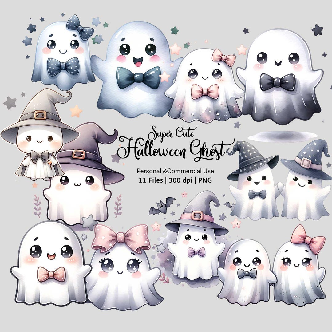 Cute Halloween Ghost Clipart, Watercolour Ghost PNG, Cute Kids ...