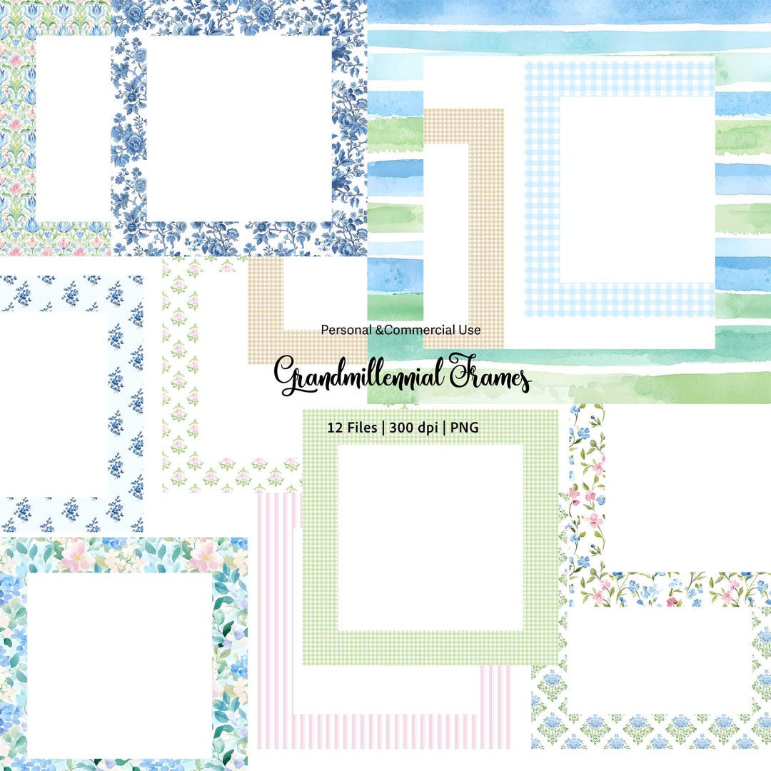Grand Millennial Frame, Cottagecore Diy, Watercolor Frames PNG, Border ...