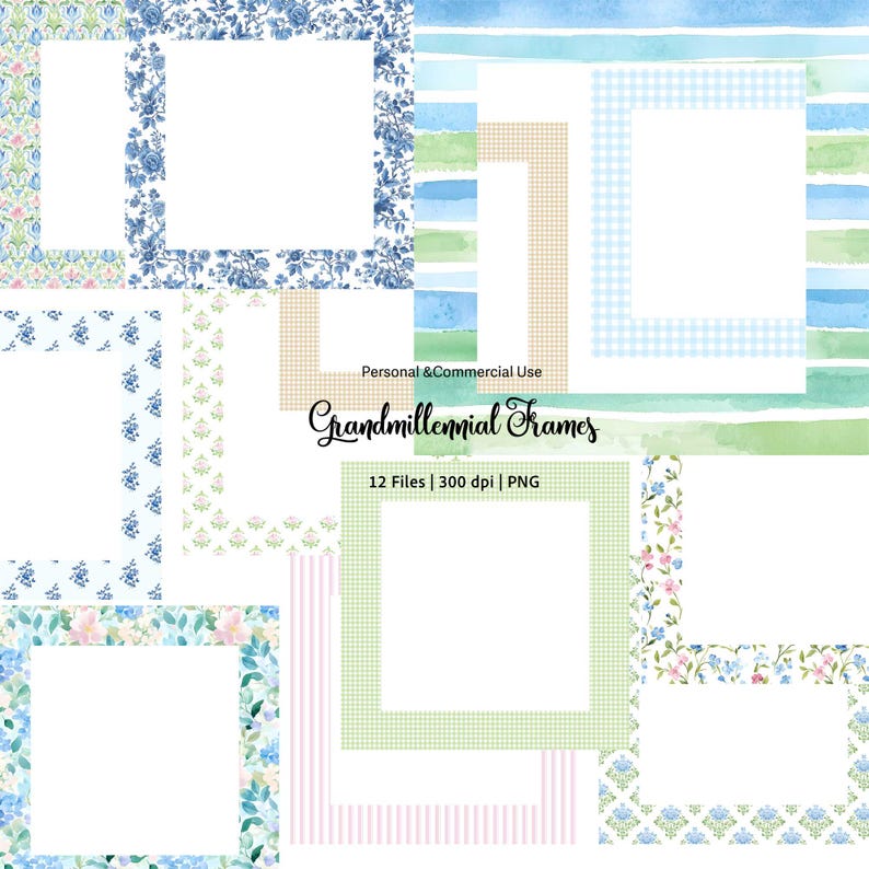 Grand Millennial Frame, Cottagecore Diy, Watercolor Frames PNG, Border ...