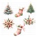 Pink Boho Christmas Clipart: Watercolor Santa, Stars, Snowflakes ...