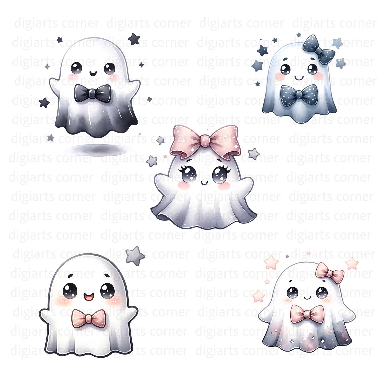 Cute Halloween Ghost Clipart, Watercolour Ghost PNG, Cute Kids ...