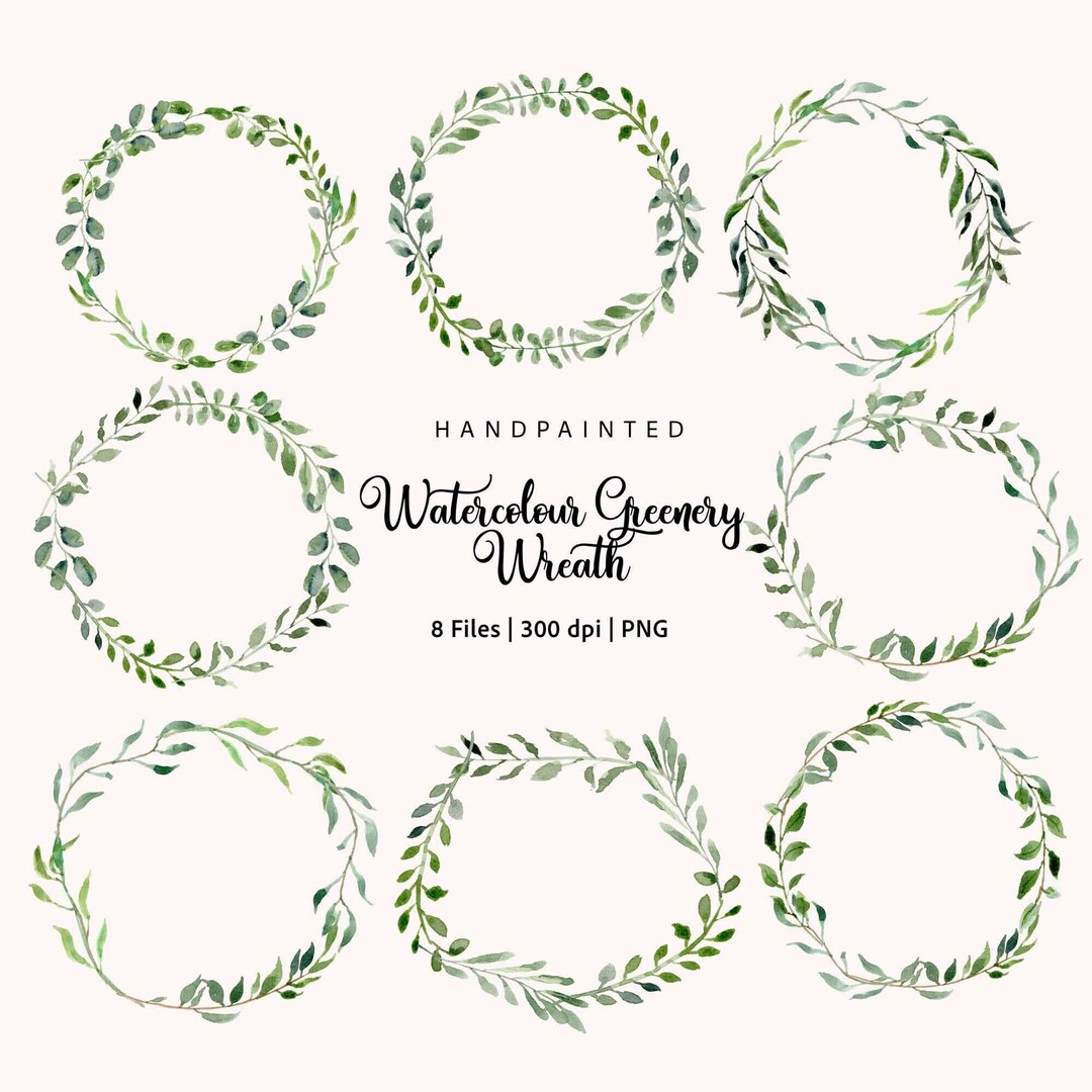 Watercolor Green Wreath Frame, Eucalyptus Greenery Wreath, Leaves ...